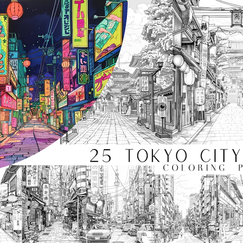Japan City Coloring Page - Etsy
