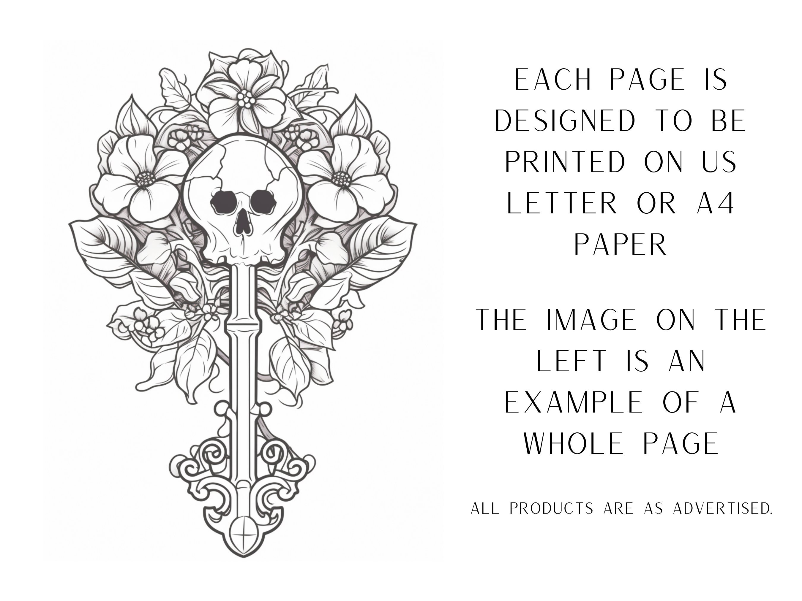 50 Fantasy Key Coloring Pages Adult and Kids Coloring Book, Greyscale ...