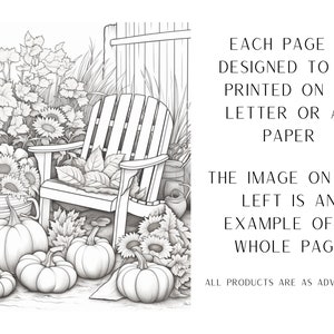 50 Autumn Coloring Pages - Kids and Adult Coloring Book, Grayscale ...