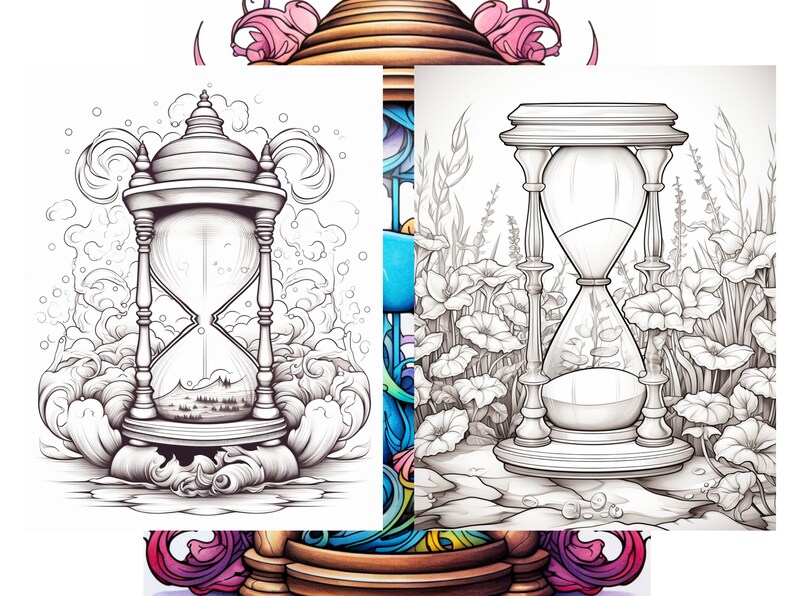 100 Magical Hourglass Coloring Pages Adults and Kids - Etsy