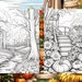 50 Autumn Coloring Pages - Kids and Adult Coloring Book, Grayscale ...