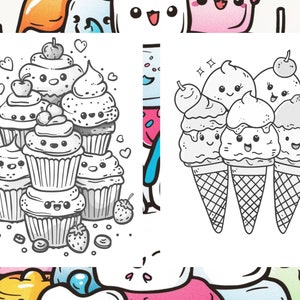 25 Cute Kawaii Sweets Coloring Pages - Adult and Kids Coloring Book ...