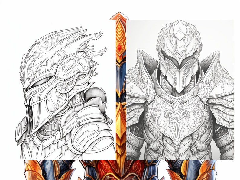 25 Fantasy Armor Coloring Pages Adult and Kids Coloring Book, Fantasy ...