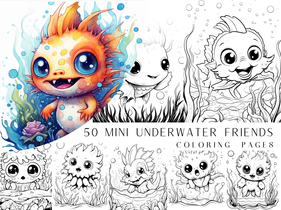 50 Mini Underwater Friends Coloring Pages - Adult and Kids Coloring ...