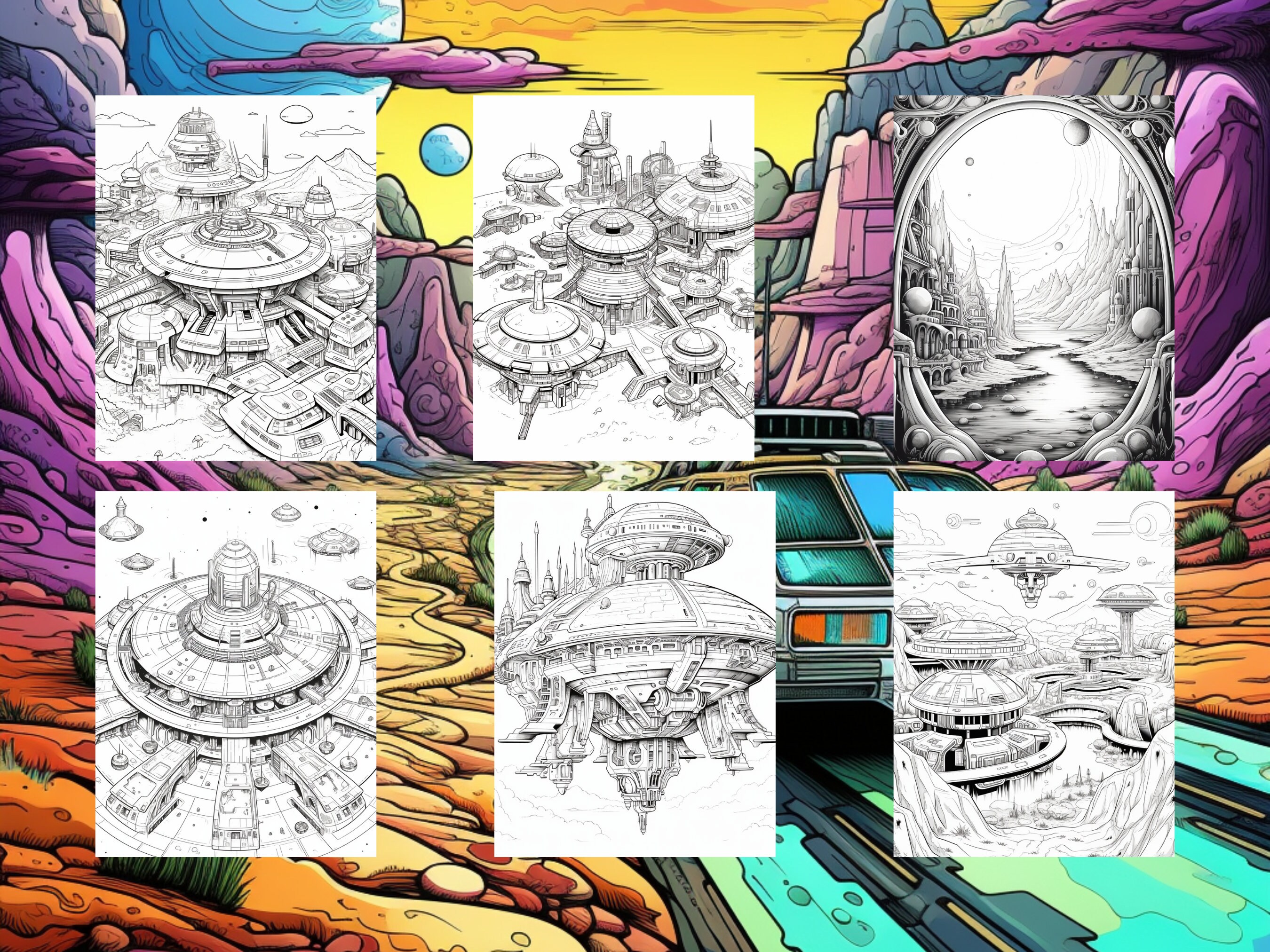 100 Sci-fi Theme Coloring Pages - Kids and Adult Coloring Book ...