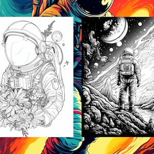 50 Galactic Astronaut Coloring Pages - Kids and Adult Coloring Book ...