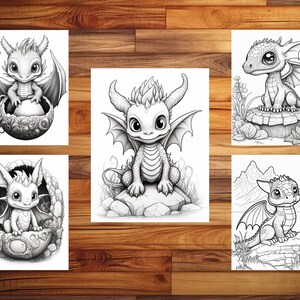 100 Baby Dragon Coloring Pages, Fantasy, Adults and Kids Coloring Book ...