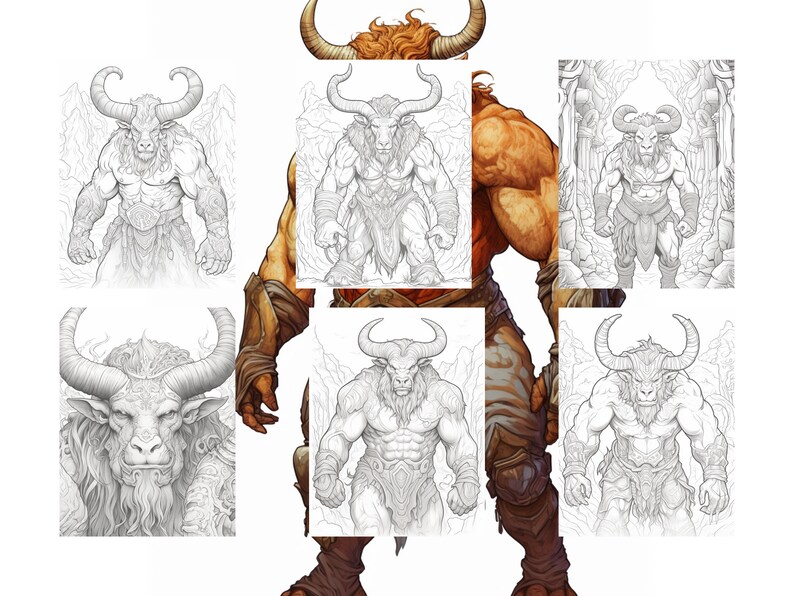25 Mythical Minotaur Coloring Pages Adult and Kids Coloring - Etsy
