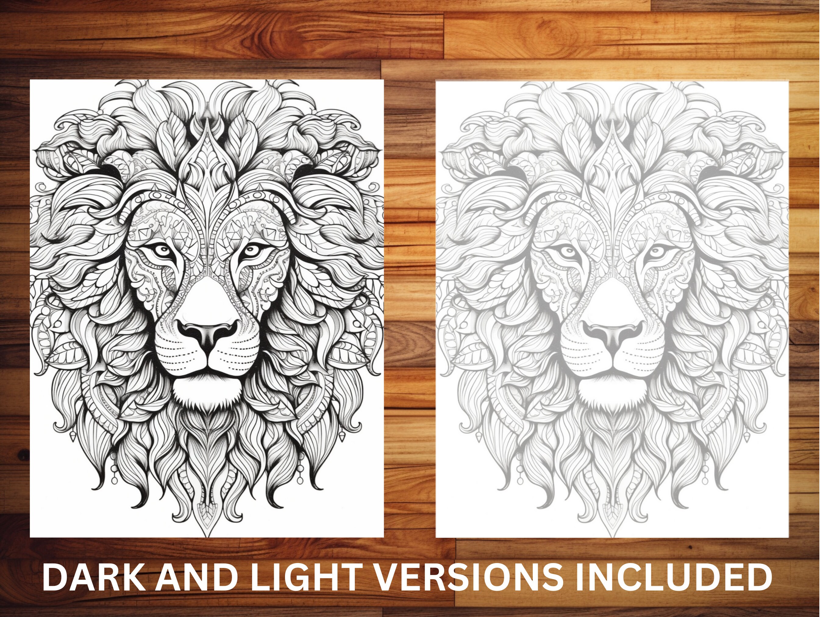 100 Patterned Lion Coloring Pages Adults and Kids Coloring Book ...