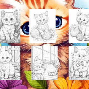 25 Adorable Cat Coloring Pages - Adult and Kids Coloring Book, Animal ...