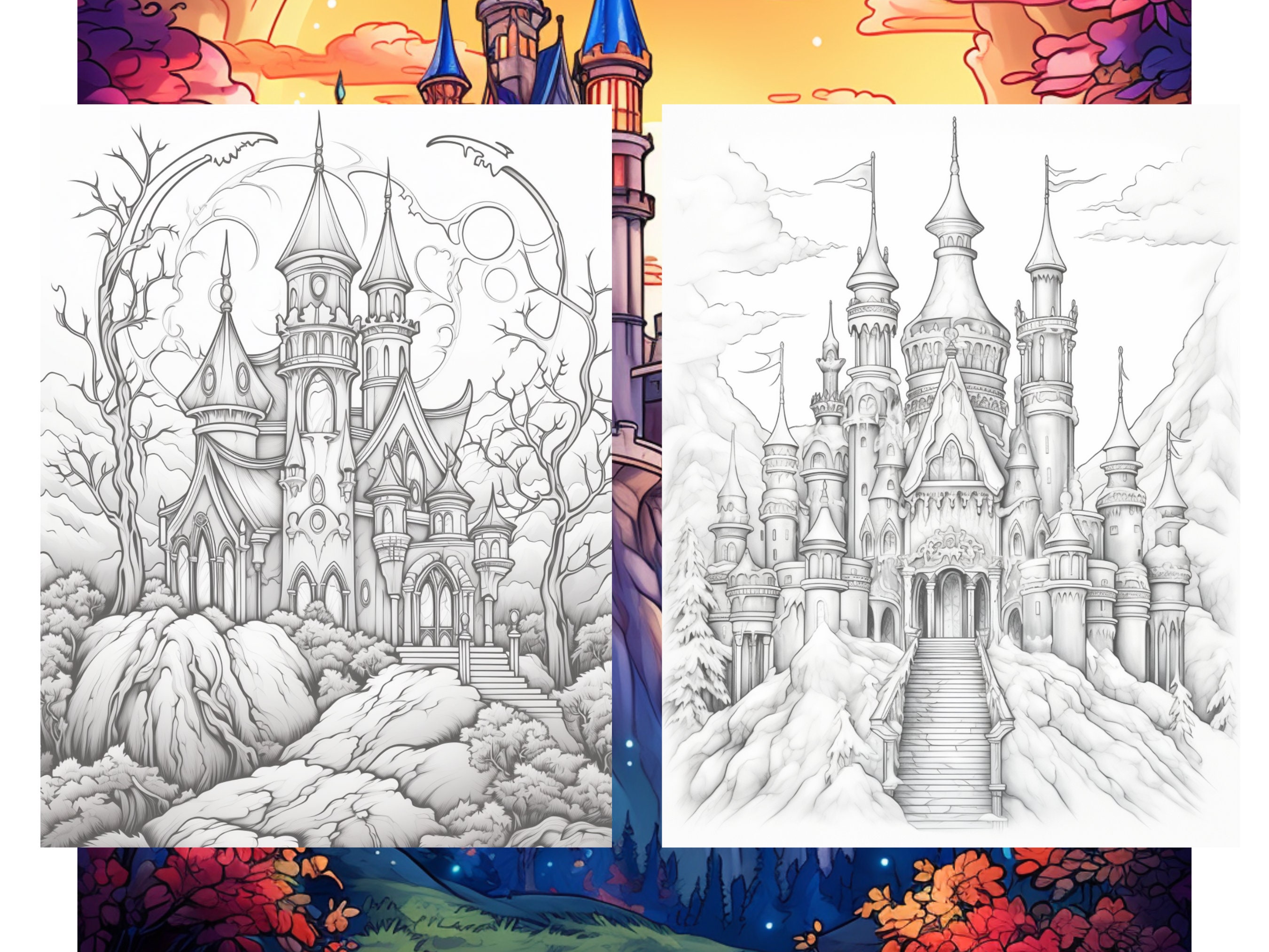 50 Majestic Castle Coloring Pages - Adult and Kids Coloring Book ...