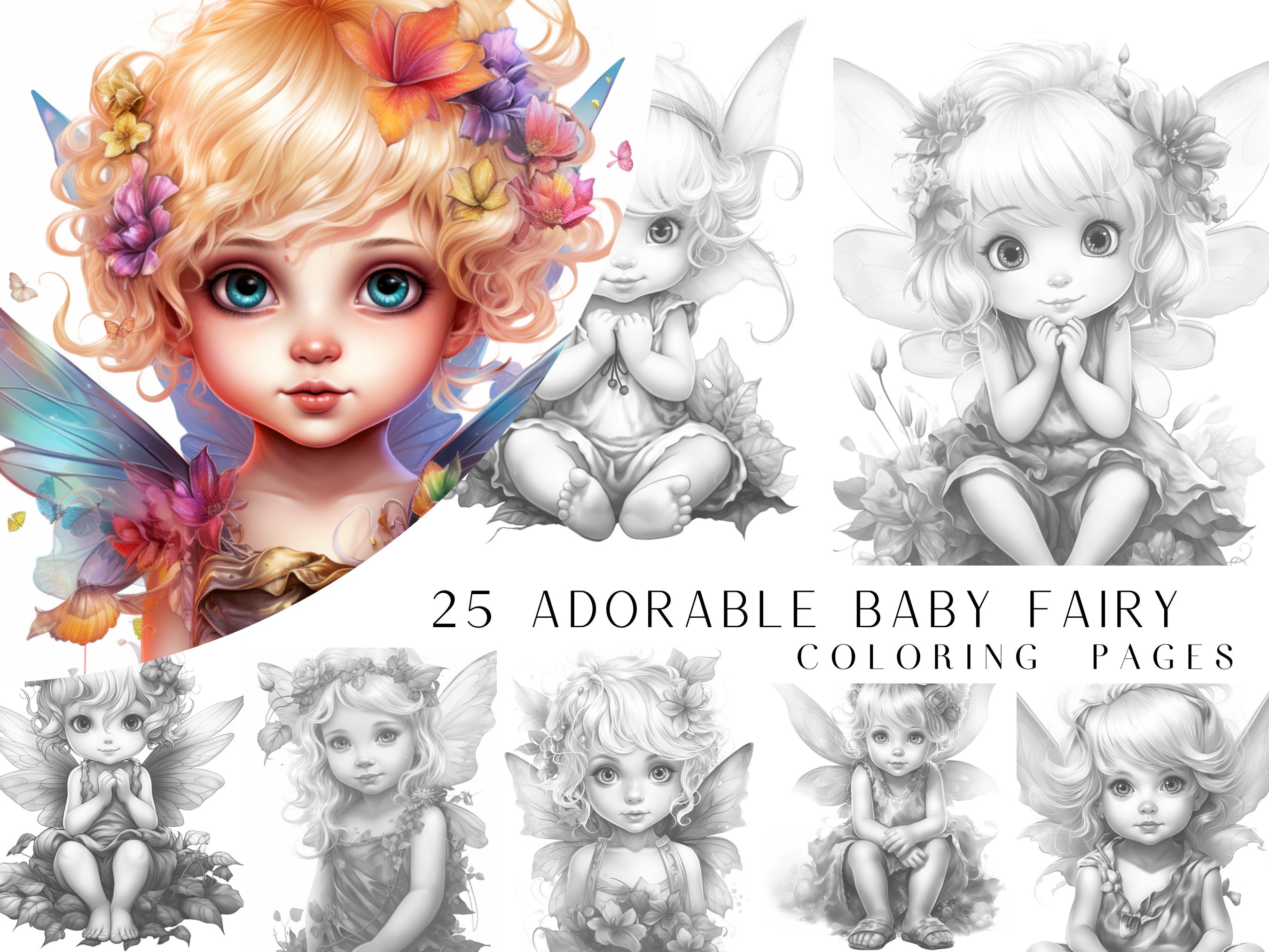 25 Adorable Baby Fairy Coloring Pages Adult and Kids Coloring Book ...