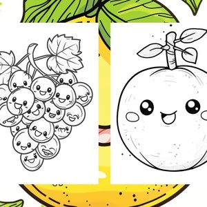 25 Cute Kawaii Fruit Coloring Pages - Adult and Kids Coloring Book ...