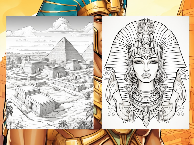 50 Ancient Egypt Coloring Pages Adult and Kids Coloring Book, History ...