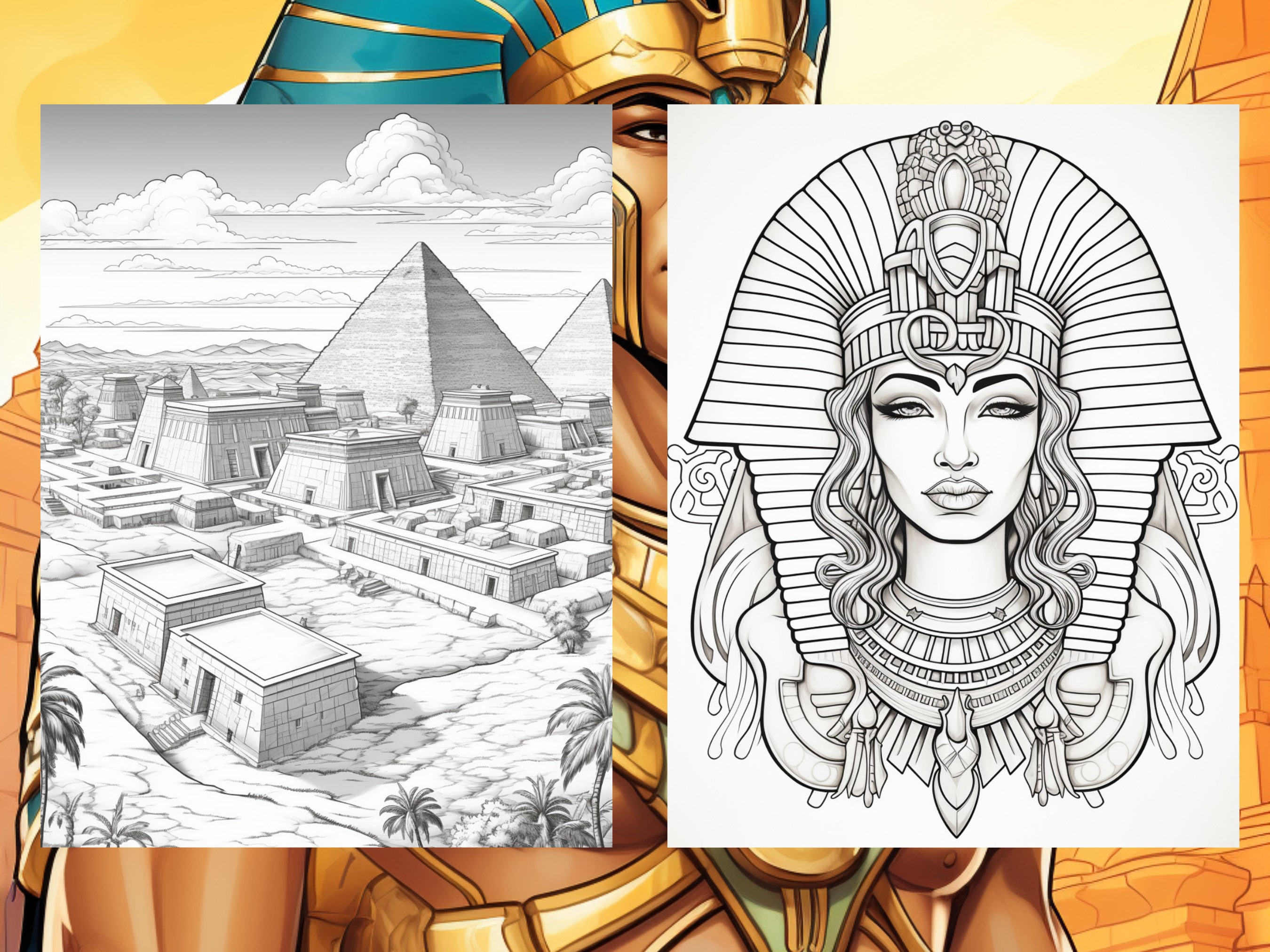 50 Ancient Egypt Coloring Pages Adult and Kids Coloring Book, History ...