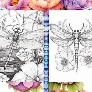 25 Floral Dragonfly Coloring Pages - Adult and Kids Coloring Book ...
