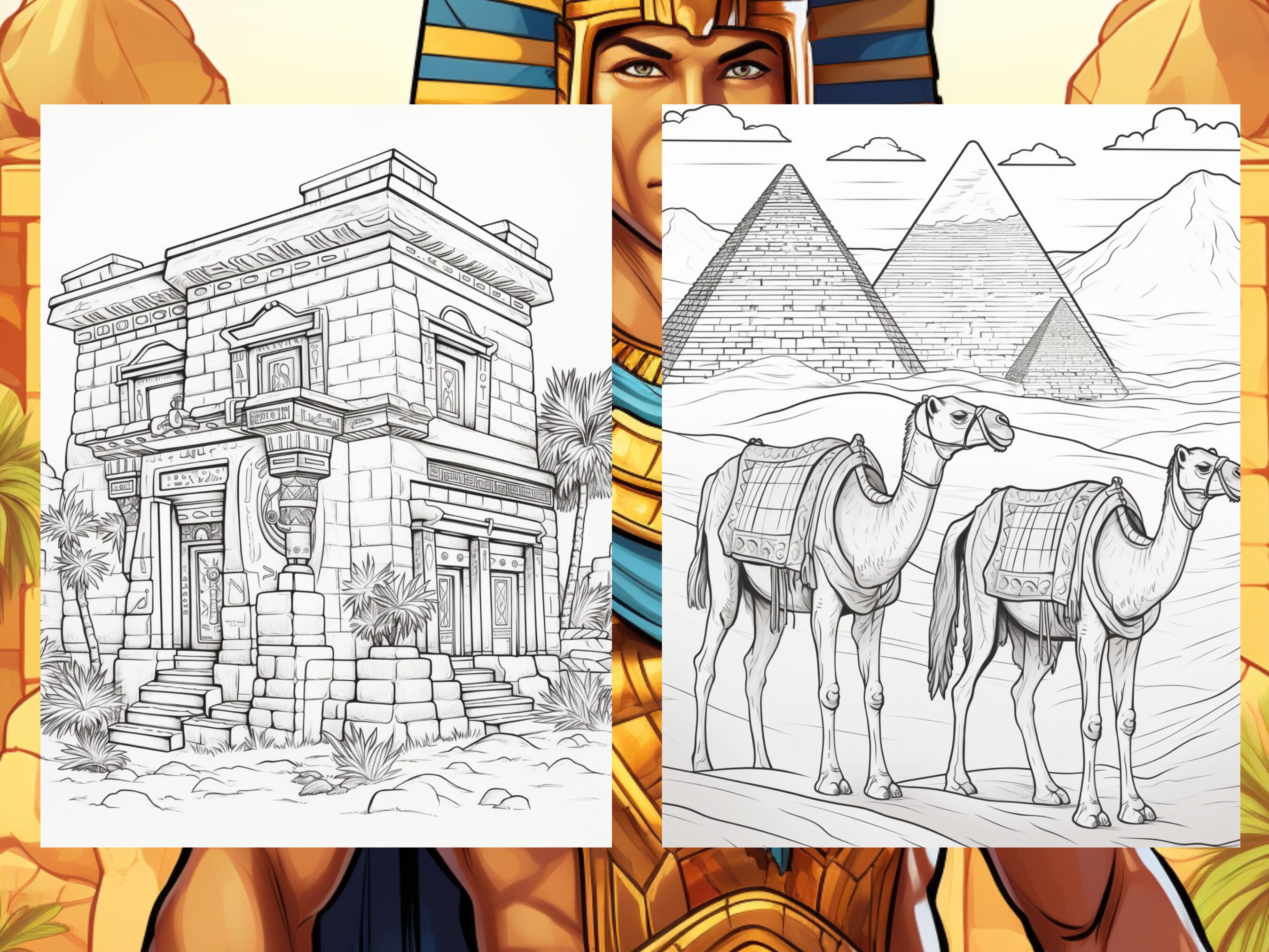 50 Ancient Egypt Coloring Pages Adult and Kids Coloring Book, History ...