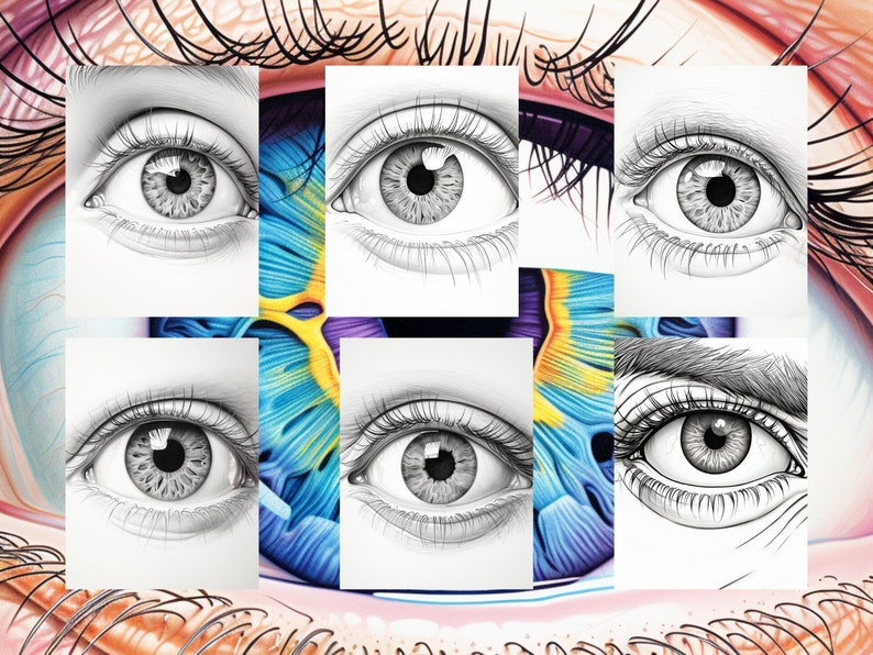 25 Realistic Human Eye Coloring Pages Adult and Kids Coloring Book ...