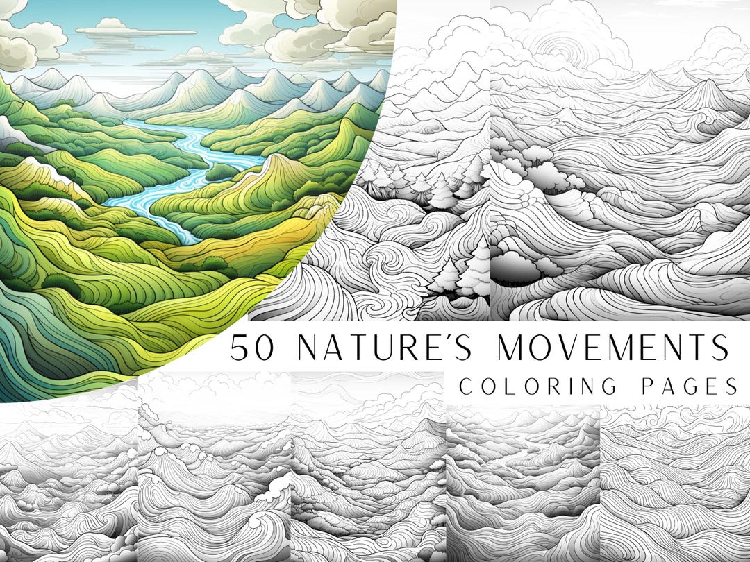50 Nature's Movements Coloring Pages - Adults and Kids Coloring Book ...