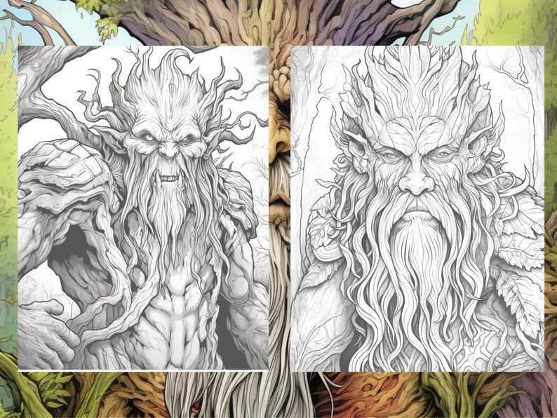 50 Tree Spirit Coloring Pages - Adult and Kids Coloring Book, Fantasy ...