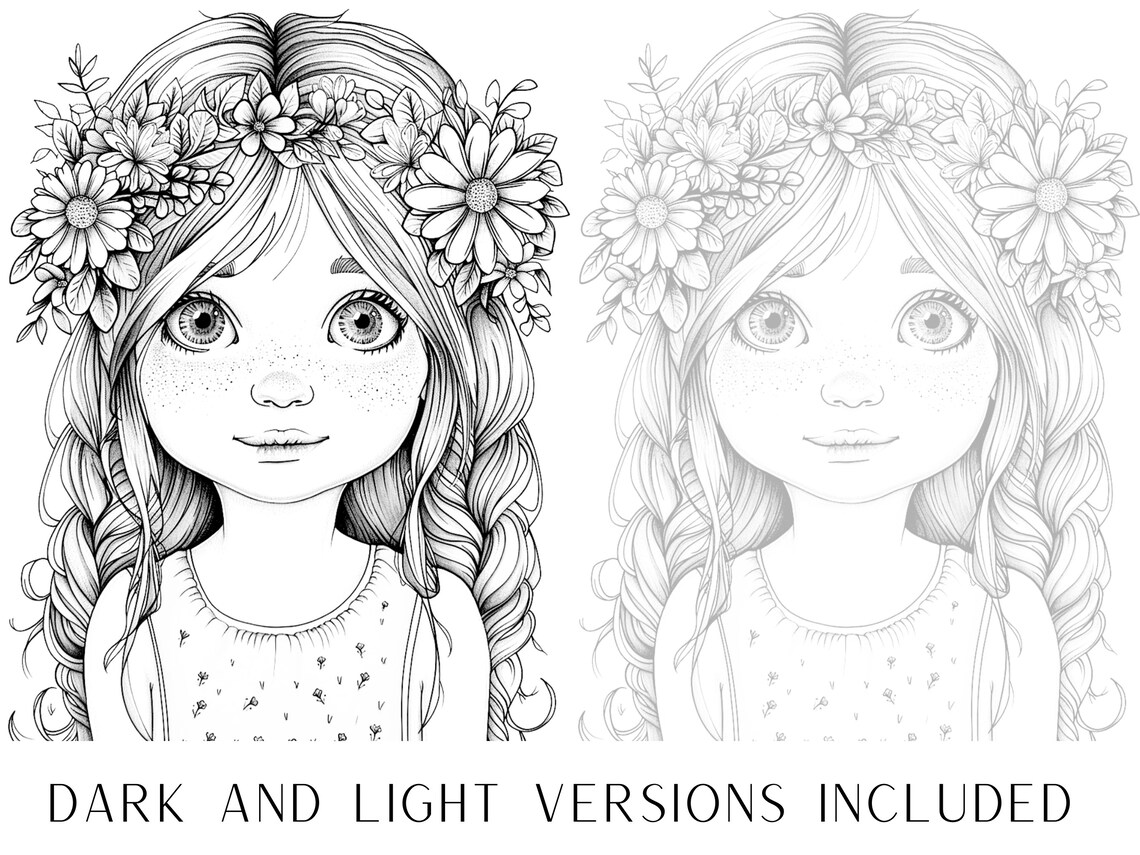 75 Flower Crowned Fiction Girls Coloring Pages - Printable File, Adult ...