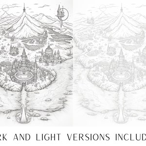 50 Fantasy Map Coloring Pages - Adult and Kids Coloring Book, Fantasy ...