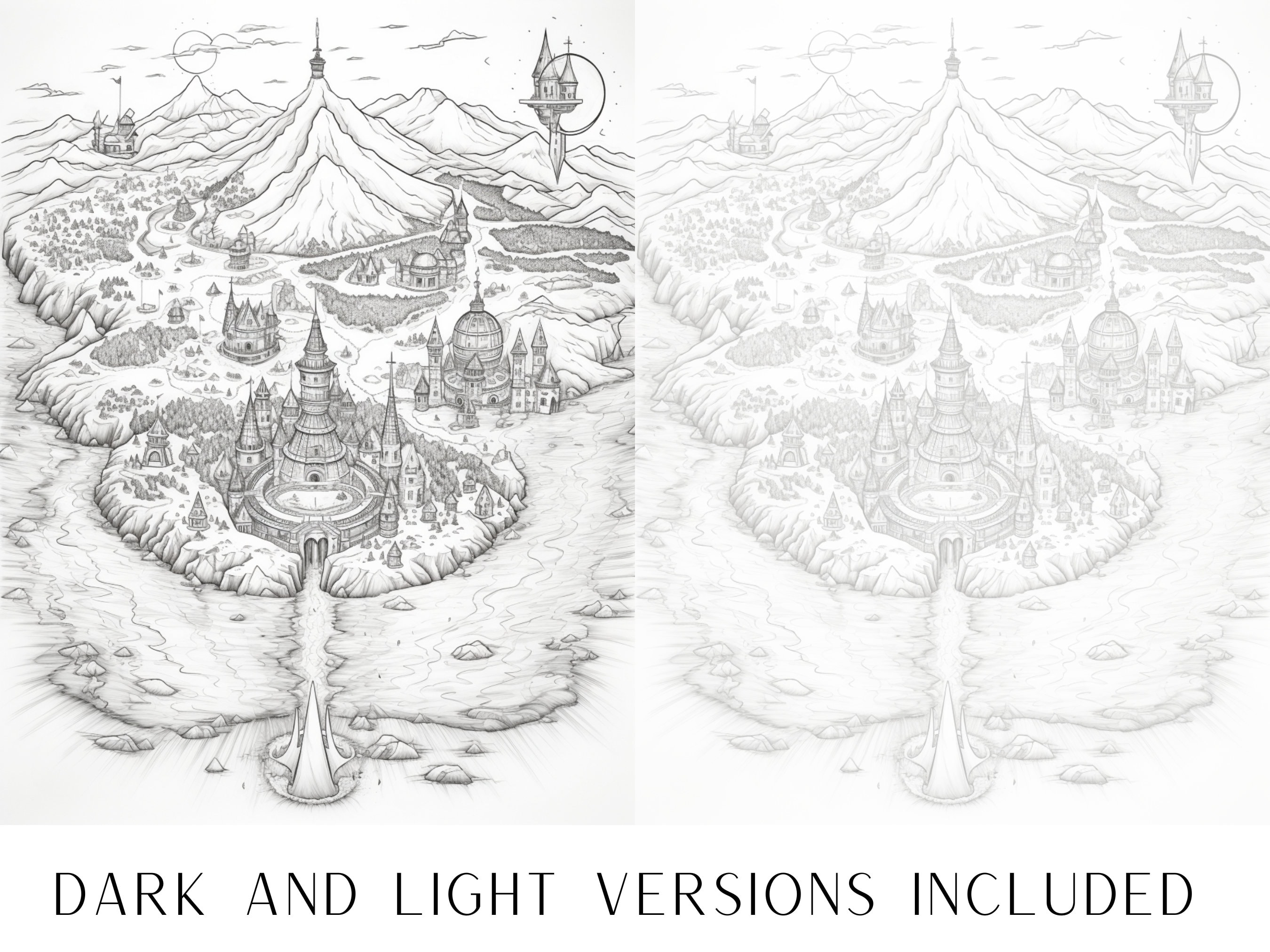 50 Fantasy Map Coloring Pages Adult and Kids Coloring Book - Etsy Canada