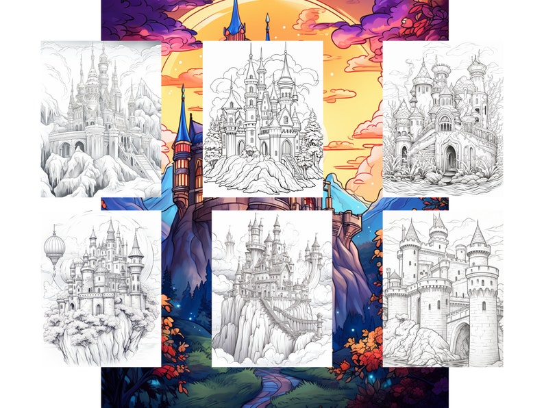 50 Majestic Castle Coloring Pages - Adult and Kids Coloring Book ...