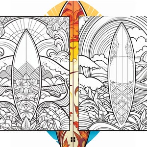50 Patterned Surfboard Coloring Pages - Adults and Kids Coloring Book ...