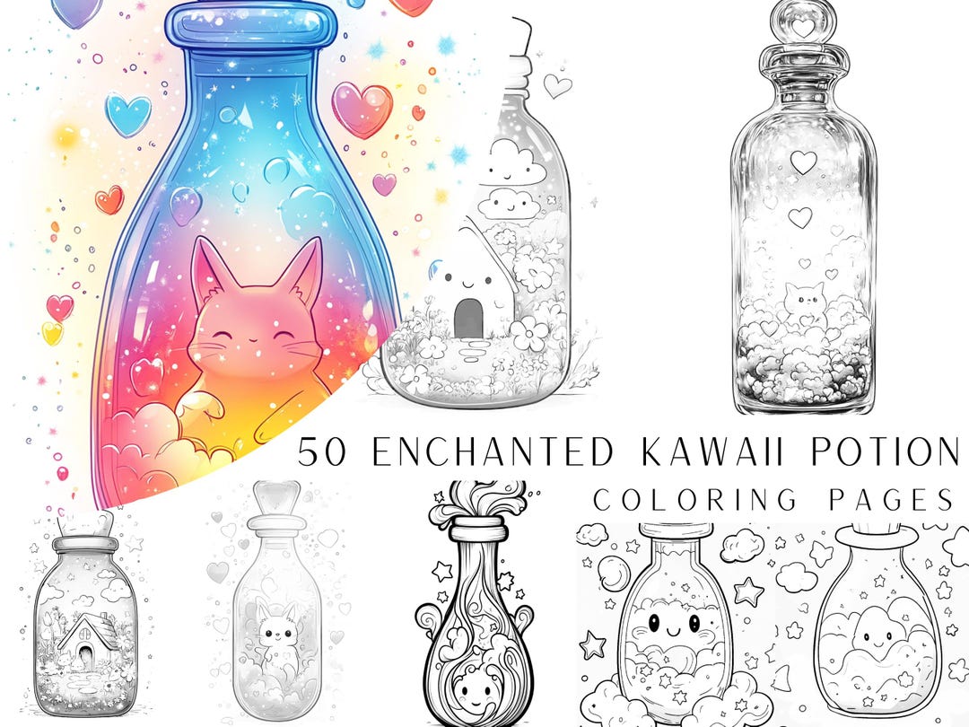 50 Enchanted Kawaii Potion Coloring Pages - Kids and Adult Coloring ...