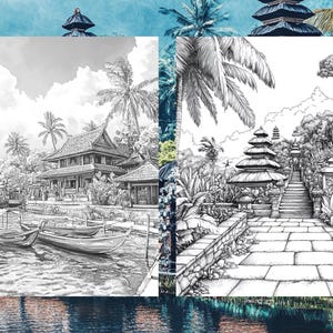 50 Bali Scenery Coloring Pages - Adult and Kids Coloring Book, Realism ...