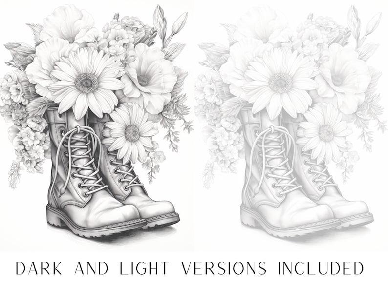 50 Flower Boot Coloring Pages - Adult and Kids Coloring Book, Coloring ...
