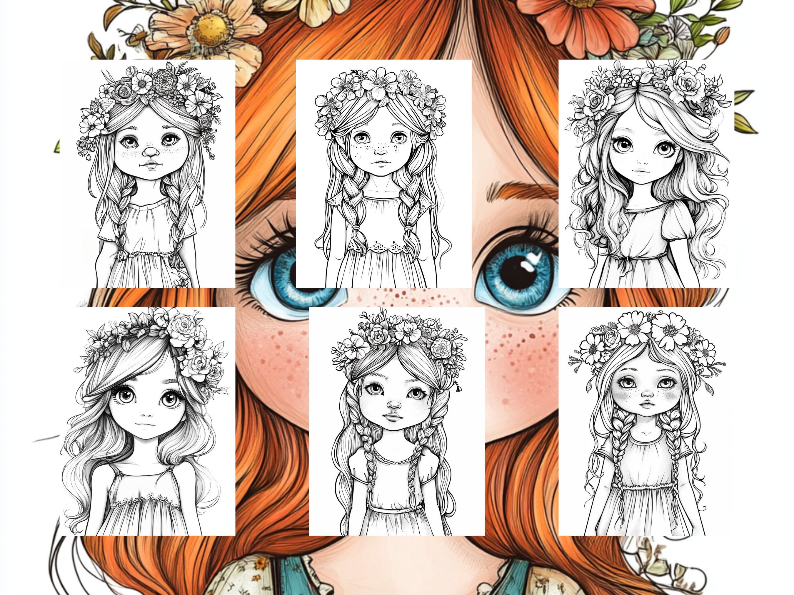 75 Flower Crowned Fiction Girls Coloring Pages - Printable File, Adult ...