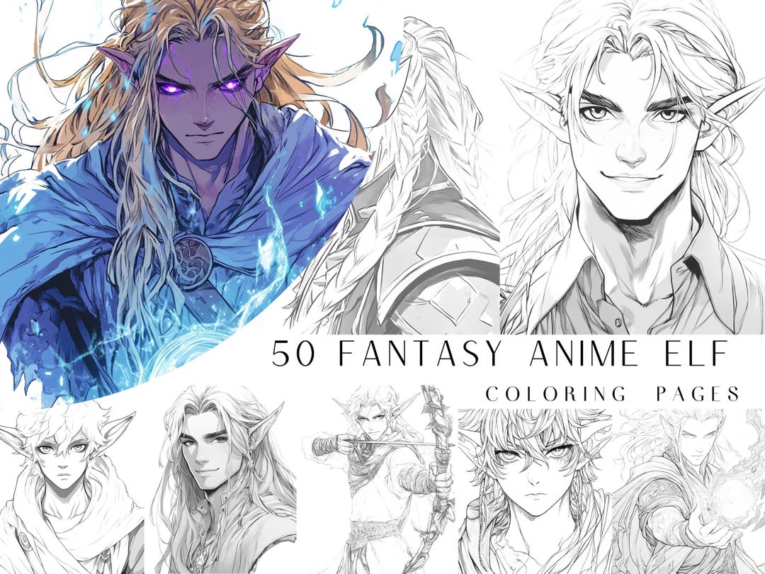 50 Fantasy Anime Elf Coloring Pages - Adult and Kids Coloring Book ...