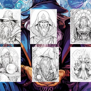 50 Fantasy Wizard Coloring Pages - Adult and Kids Coloring Book ...