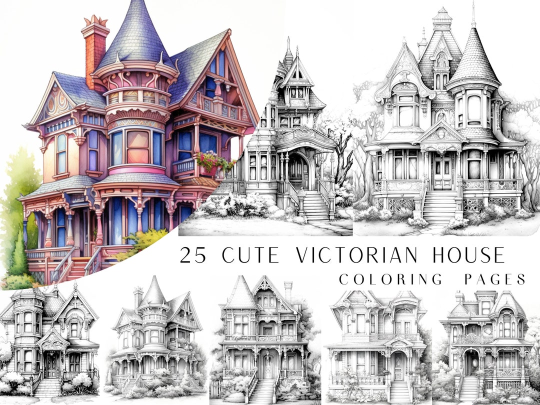 25 Cute Victorian House Coloring Pages - Adult Coloring Book, Coloring ...