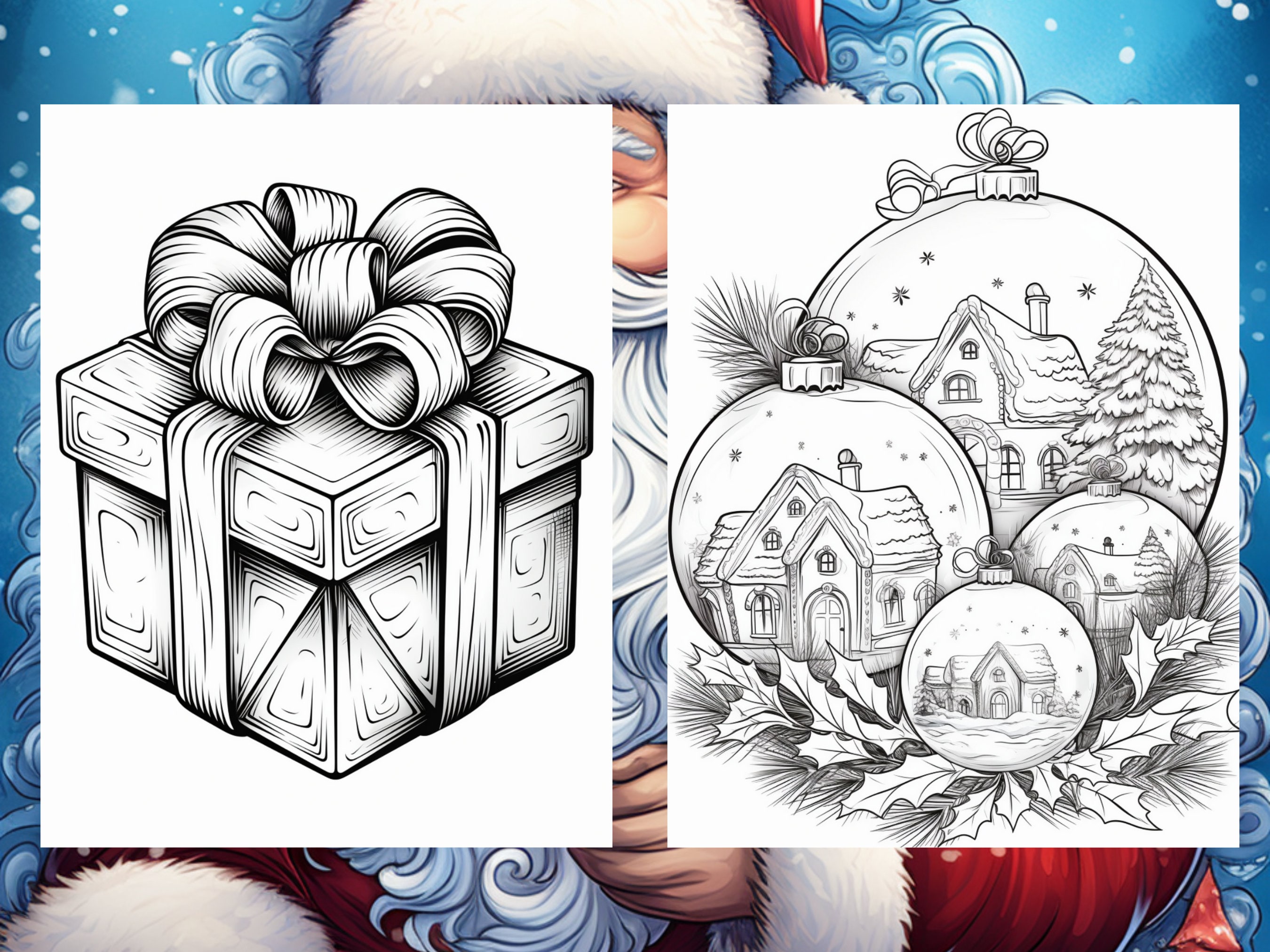 50 Christmas Coloring Pages - Adult and Kids Coloring Book, Christmas ...