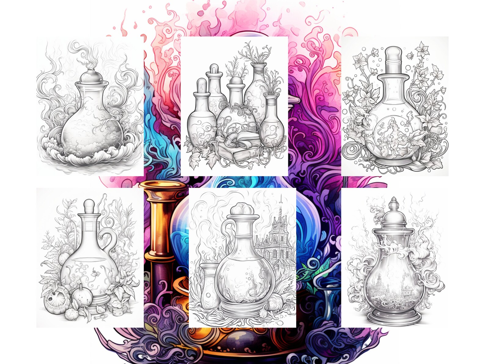 50 Magic Potion Coloring Pages Adult and Kids Coloring Book - Etsy