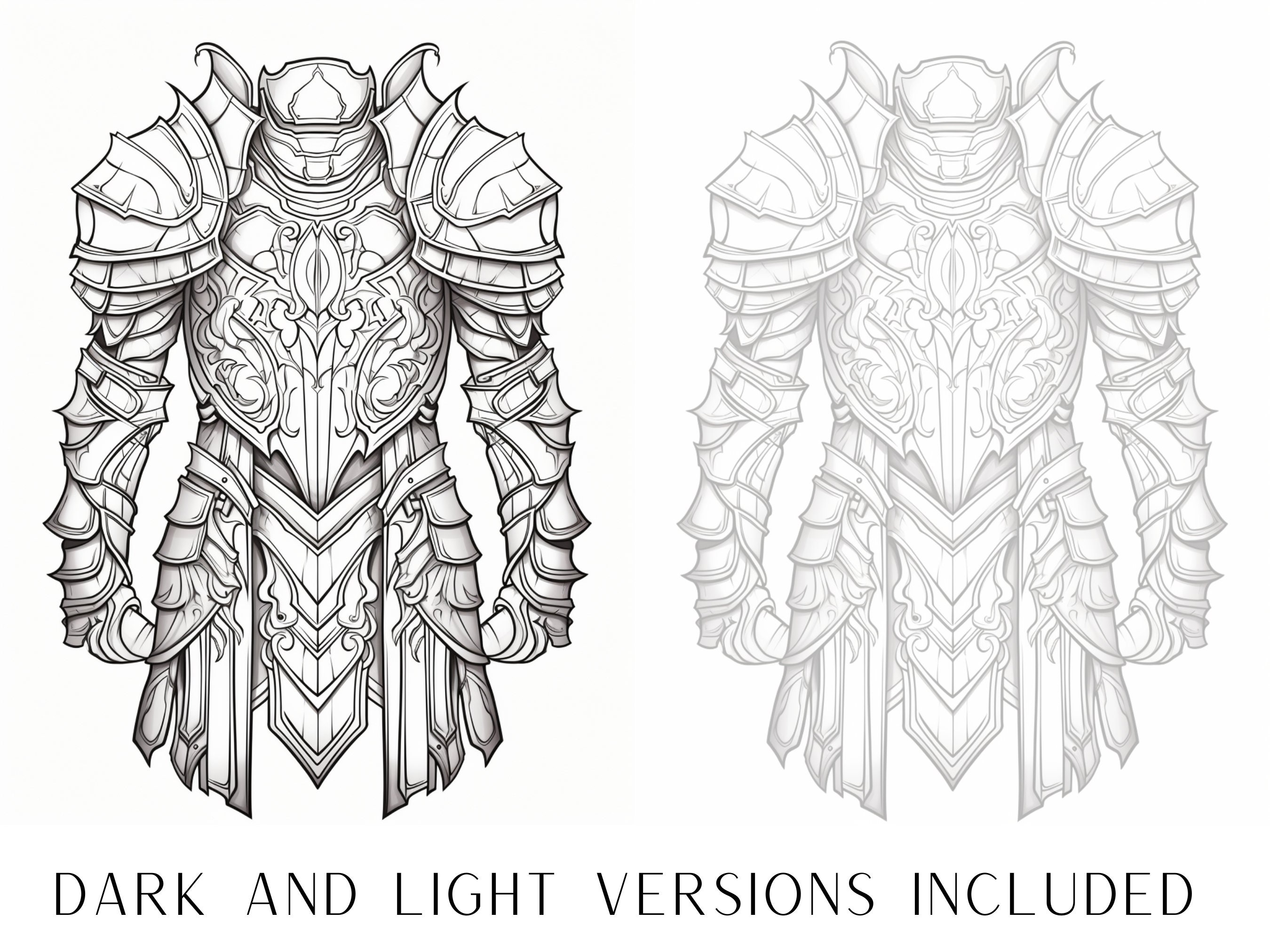 25 Fantasy Armor Coloring Pages - Adult and Kids Coloring Book, Fantasy ...