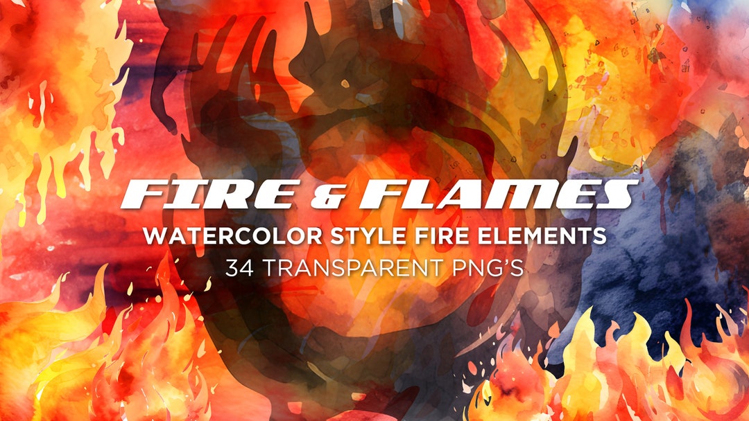 34 Fire & Flames Watercolor Texture Clipart Digital Pack - Etsy