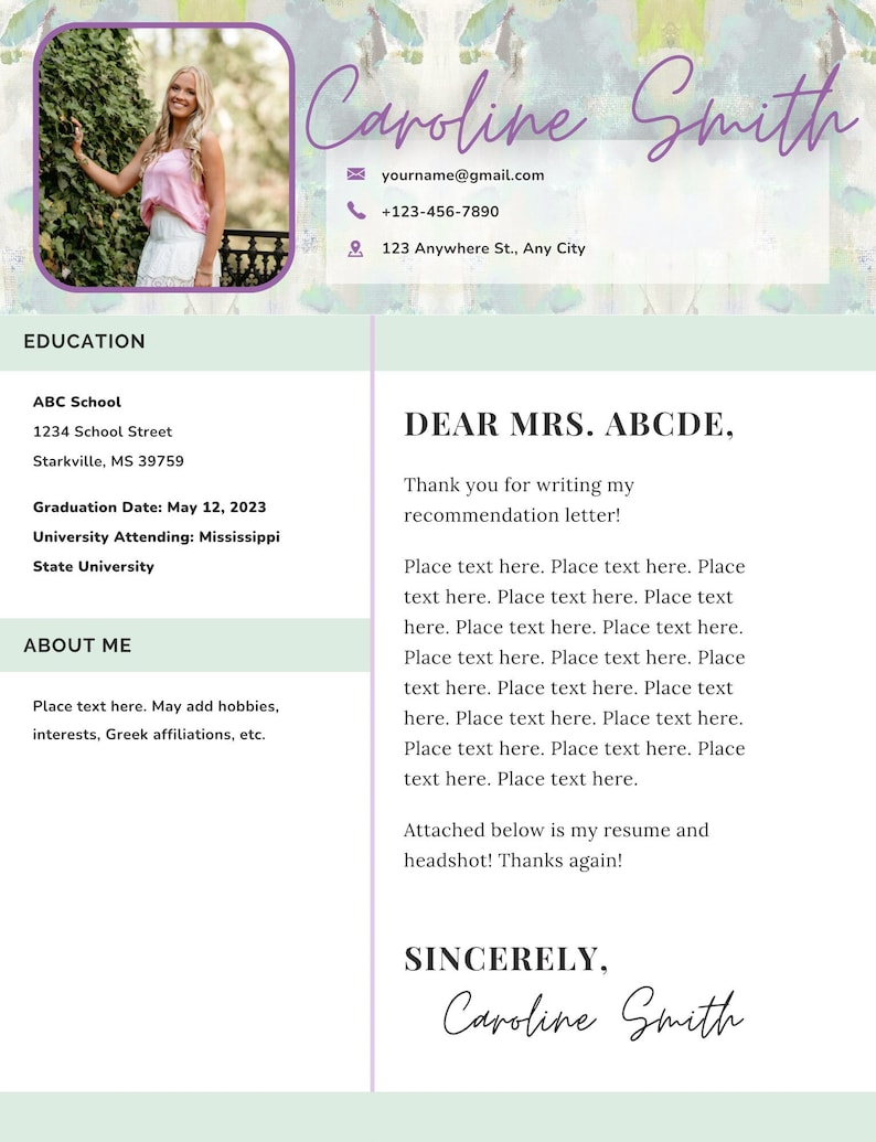 Sorority Resume Template! Blue Watercolor Pattern Rush/recruitment ...