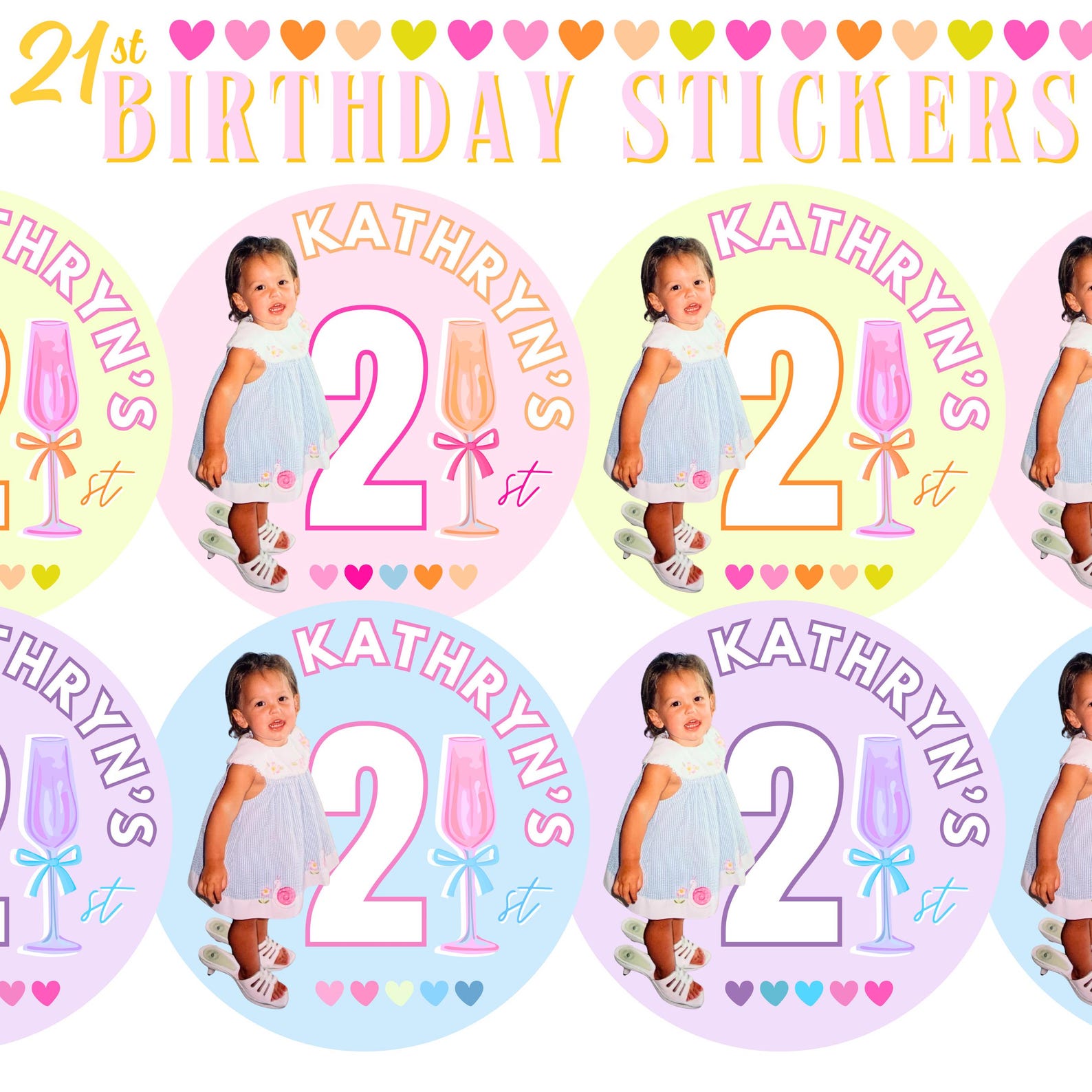 Custom 21st Birthday Stickers Design & Printed Sticker Sheets for 21st ...