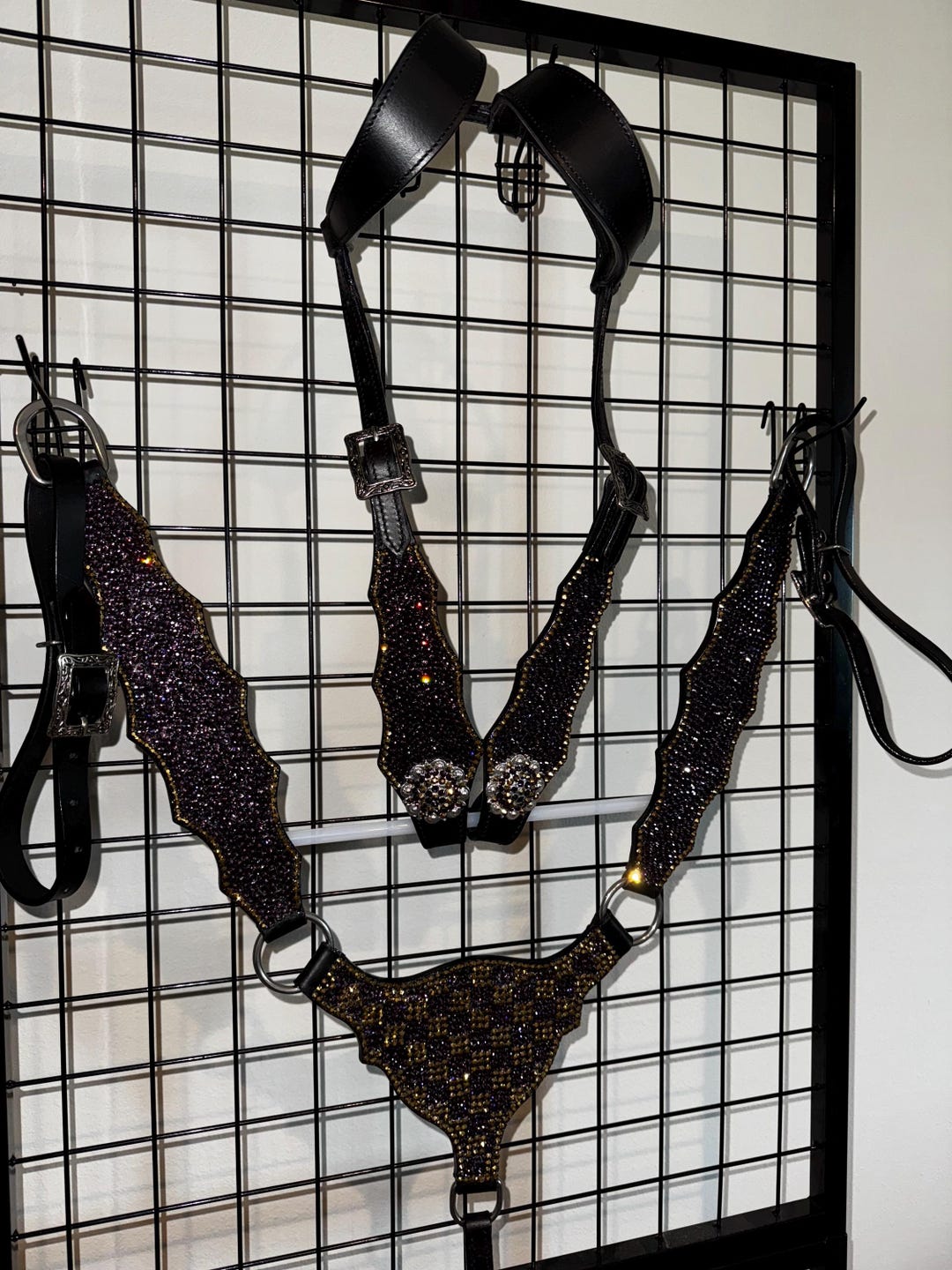 Purple and Gold Checkered Tack Set - Etsy