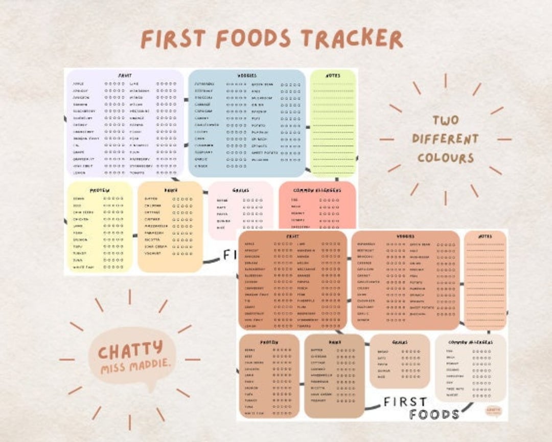 Baby First Foods Printable Tracker - Etsy