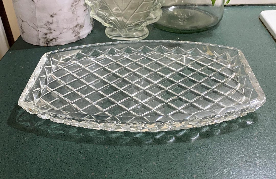 Vintage Crystal Serving Tray - Etsy Australia
