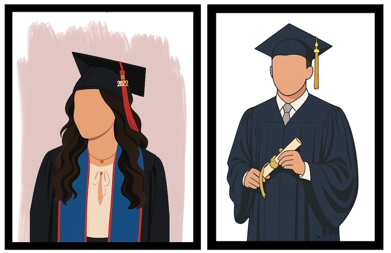 Custom Faceless Graduation Portrait | Unique Graduate Gift (digital ...