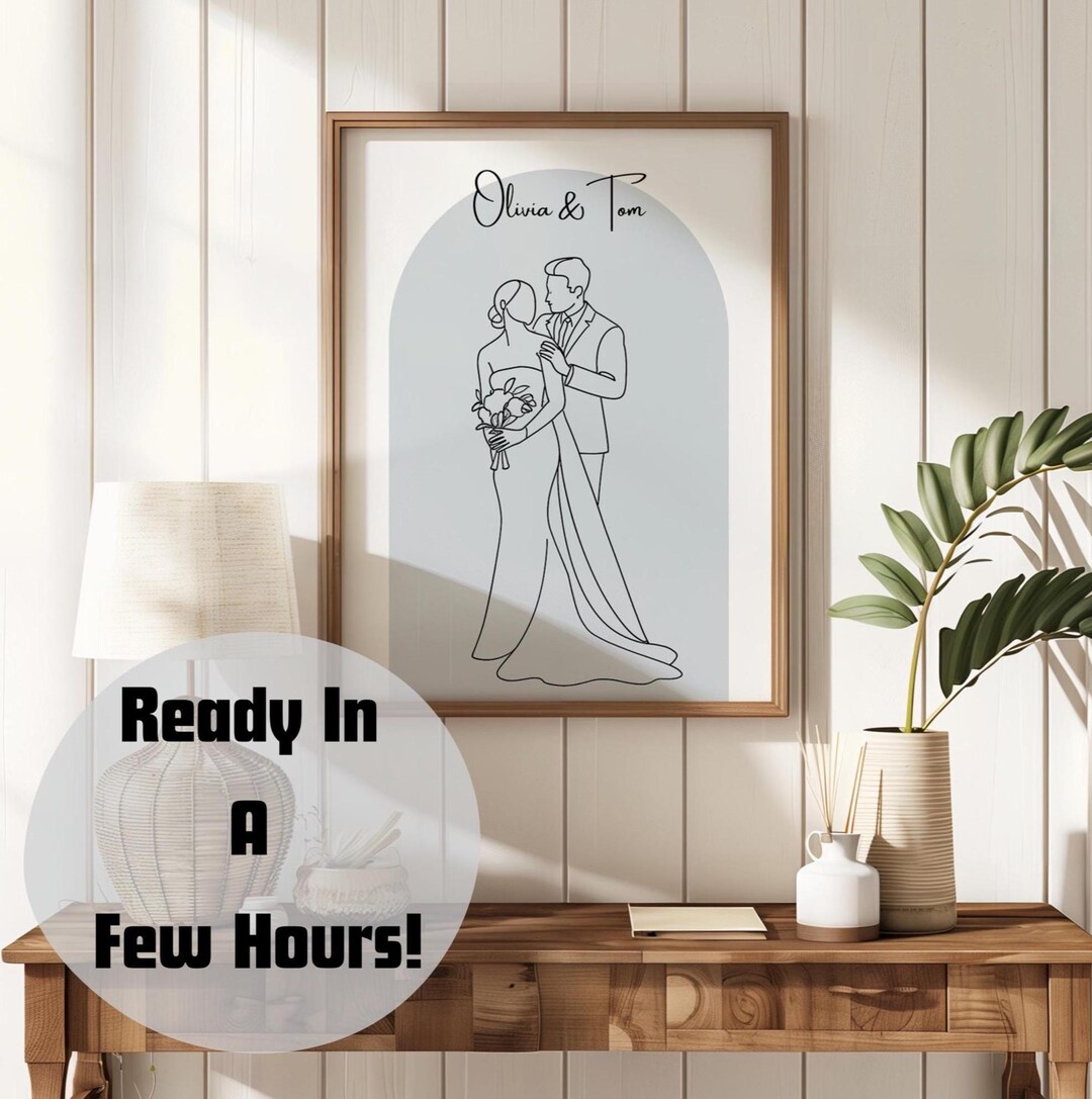 Custom One Line Wedding Portrait: Minimalist Anniversary Art (digital ...