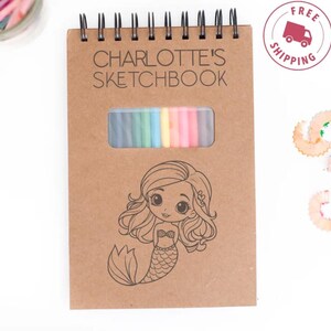 Custom Drawing Sketchbook With 12 Coloring Pencils, Personalized Gift ...