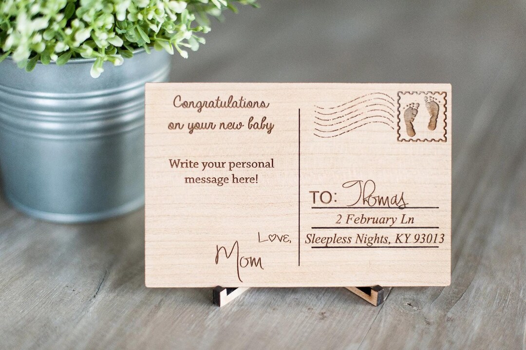 New Baby Wooden Postcard-personalized Gift-wooden Letter-gift for Baby ...