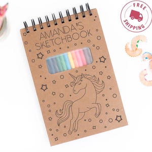 Custom Drawing Sketchbook With 12 Coloring Pencils, Personalized Gift ...